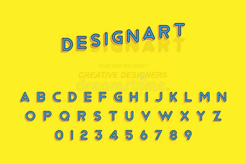 Original 3D Bold Font and Alphabet for Creative Design Template. Flat ...