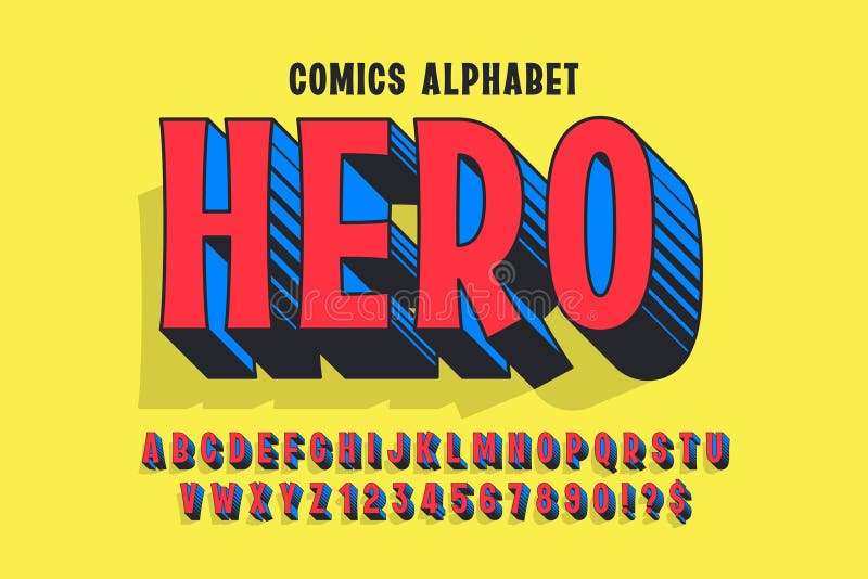 Original 3d Comical Alphabet Design, Retro Characters Set. Stock Vector ...