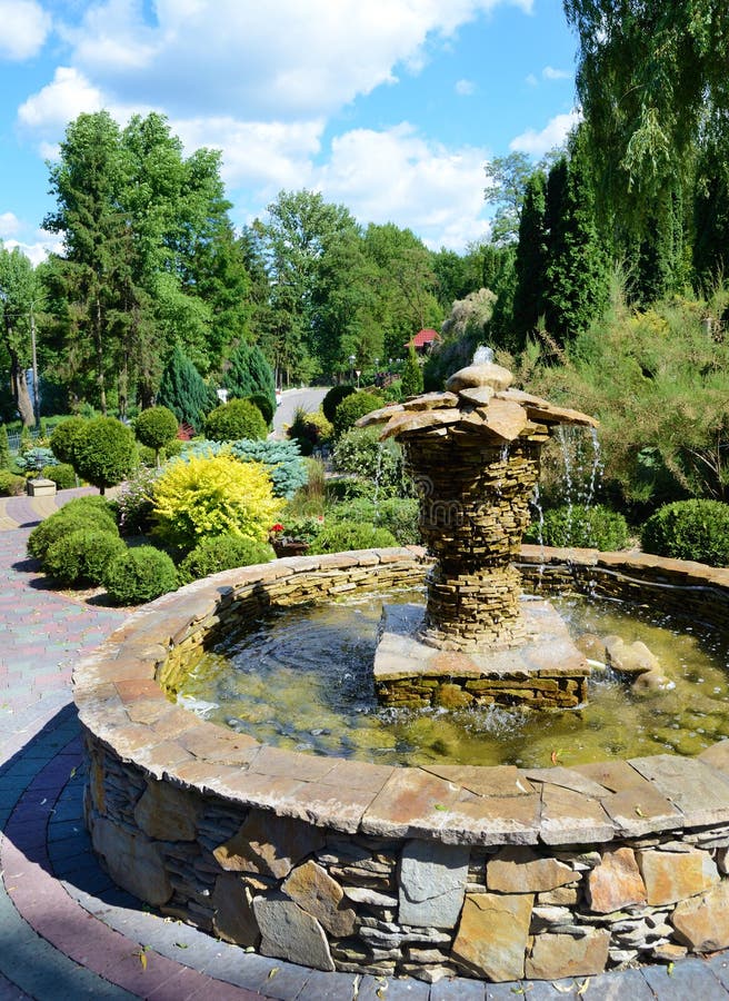 The Original Decorative Fountain in a Botanical Garden Stock Photo ...