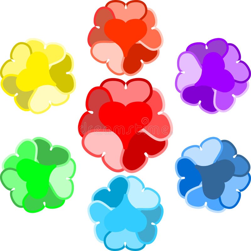 Original Designed Hearts Painted in Rainbow Colors Stock Vector ...
