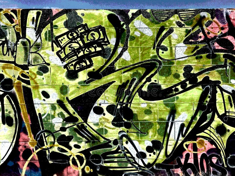 Original Digital Graffiti Painting of Abstraction Composition Editorial ...