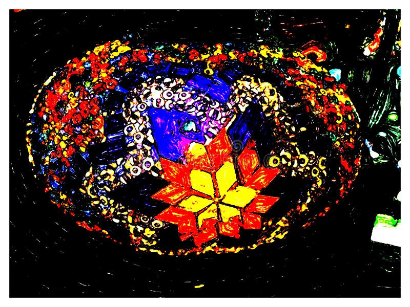 Original Digital Painting of Abstraction Composition on a Lattern. T ...