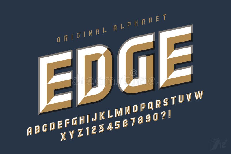 Original Display Font Design, Chisel Alphabet Style, Letters and ...
