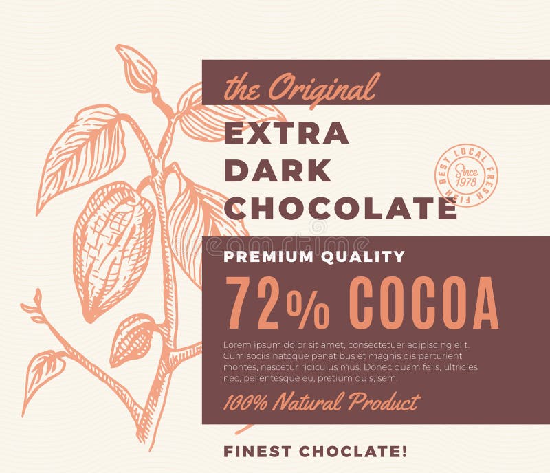Cocoa Chocolate Label Abstract Shapes Vector Packaging Design Layout ...