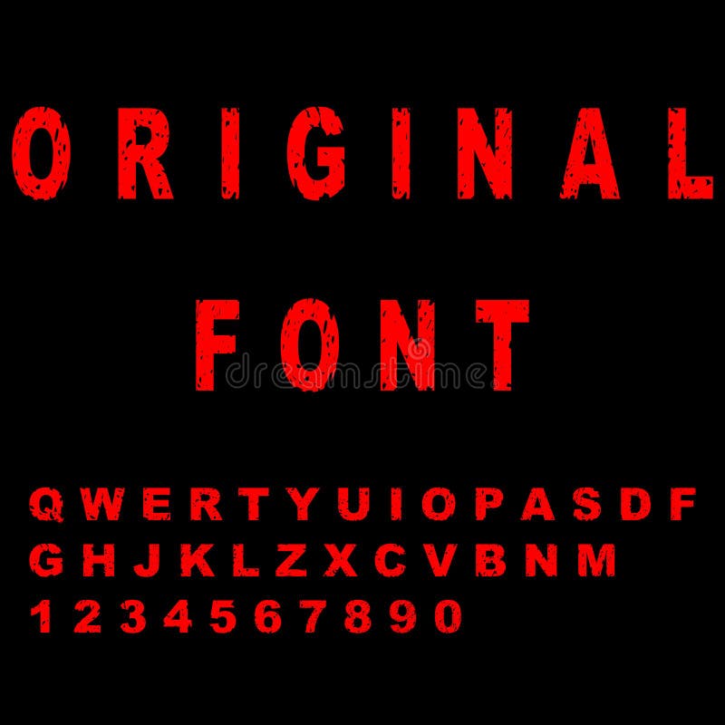 Original Font in Vector. Red on a Black Background Stock Illustration ...