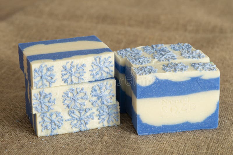 Original Handmade Soap with Blue and White Stripes and Snowflake ...