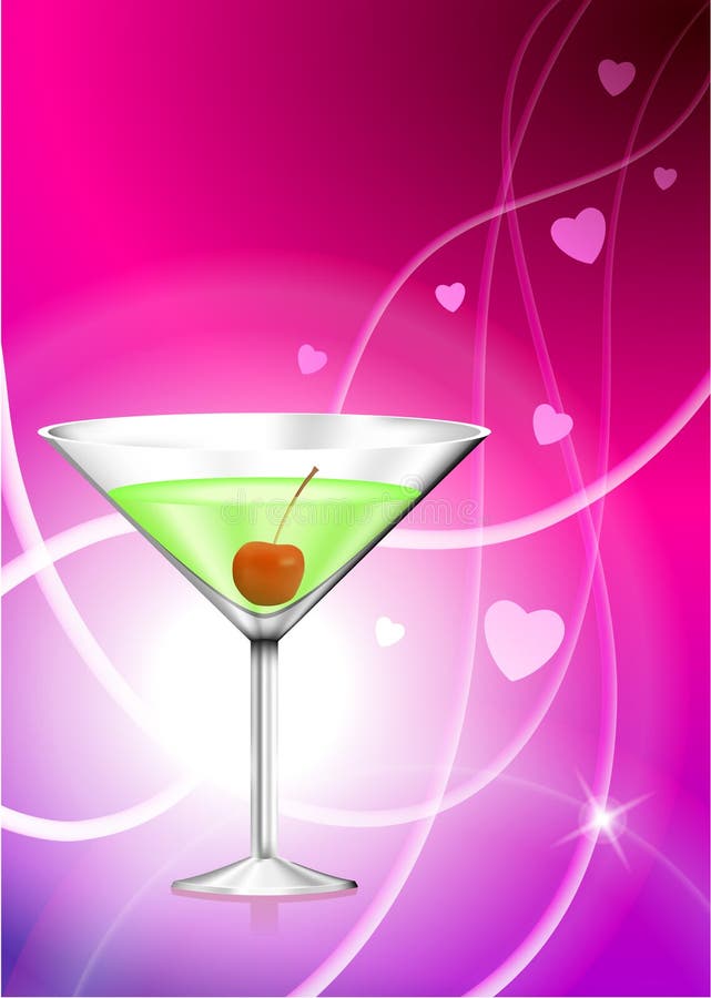 Cocktail Glass Garnished with a Bleeding Heart Stock Vector ...
