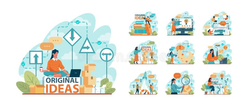 Original Ideas Concept Set. Creative Innovations or Solutions ...