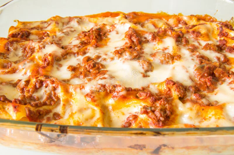 Original Italian Lasagne on a Baking Dish Stock Photo - Image of ...