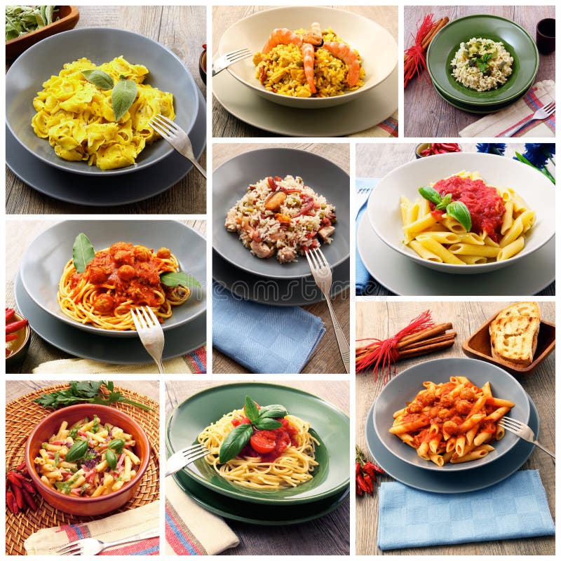 Original Italian Pasta Collage Stock Image - Image of culinary, gourmet ...