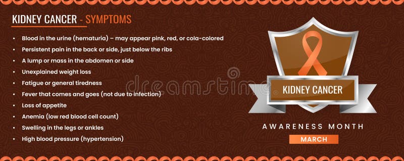 Original Kidney Cancer Ribbon with Symptoms, Shield Design with Pattern ...