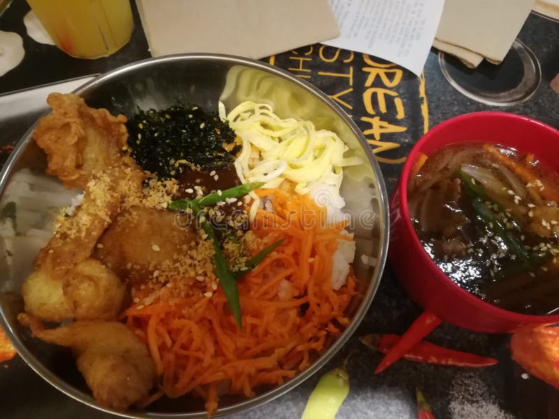 Original Korean Bibimbowl with Soup Stock Photo - Image of soup ...