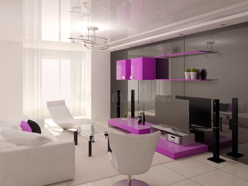 Original Living Room Hi-tech. Stock Illustration - Illustration of ...