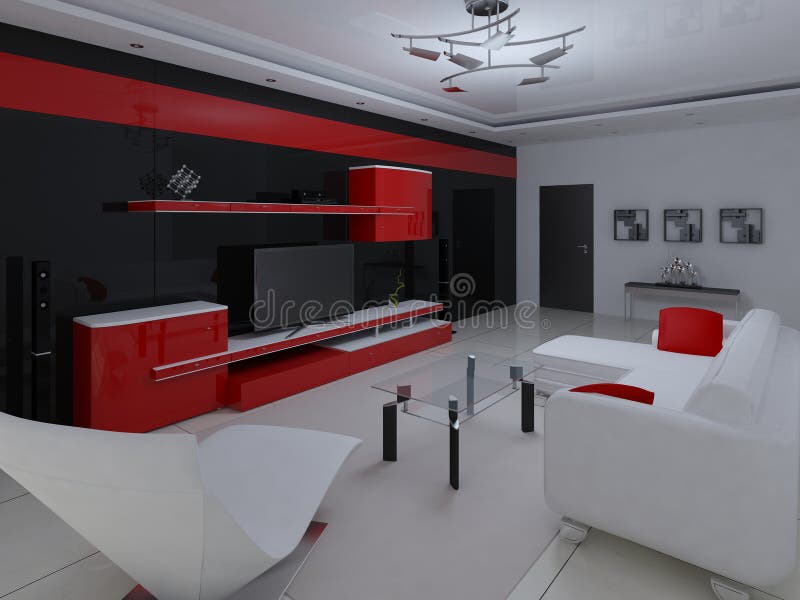 Original Living Room Hi-tech. Stock Illustration - Illustration of ...