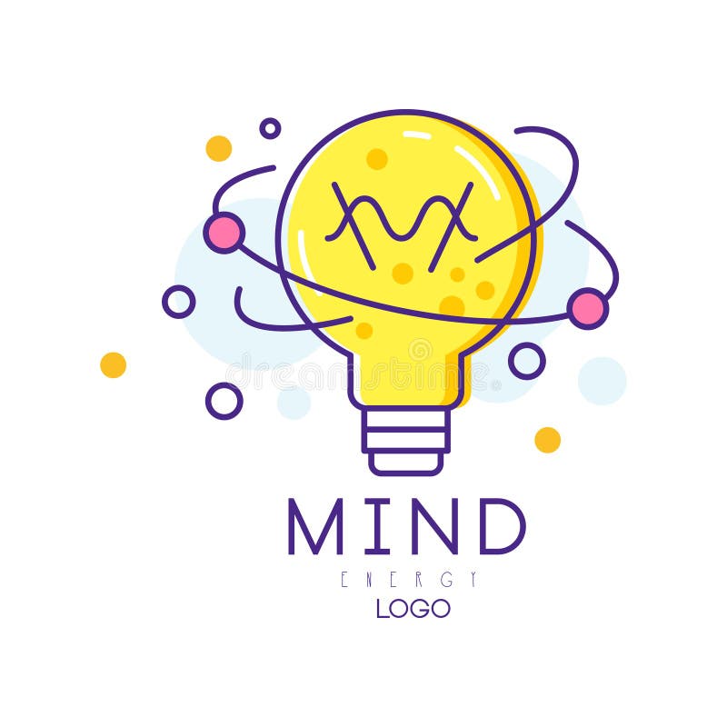 Original Logo with Light Bulb in Linear Style. Mind Energy. Concept of ...