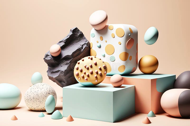 Original Modern 3D Art Abstract Installation with Cubes and Balls Stock ...