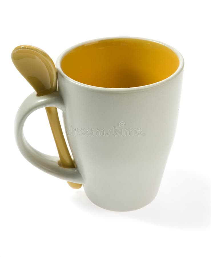 Original Mug with Spoon Isolated on White Stock Image - Image of ...