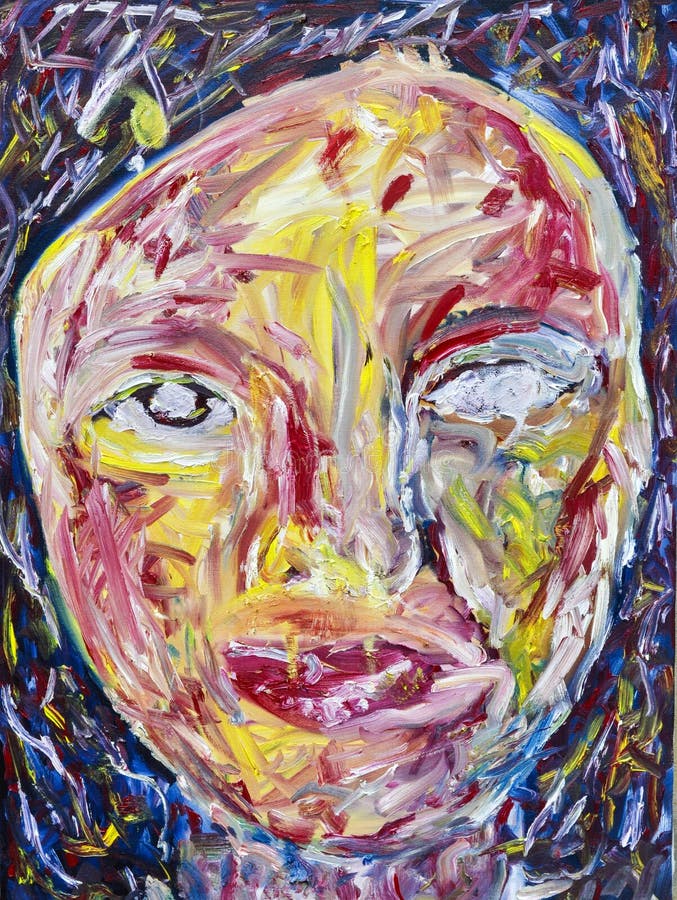 Original Oil Painting of Face Women Stock Illustration - Illustration ...