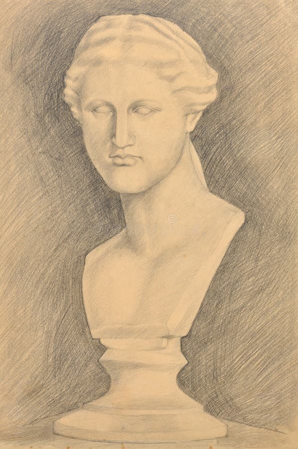 Original portrait drawing stock illustration. Illustration of grey ...