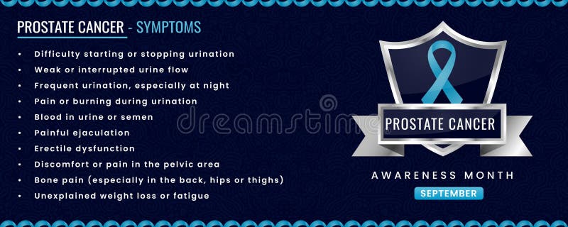 Original Prostate Cancer Ribbon with Symptoms, Shield Design with ...