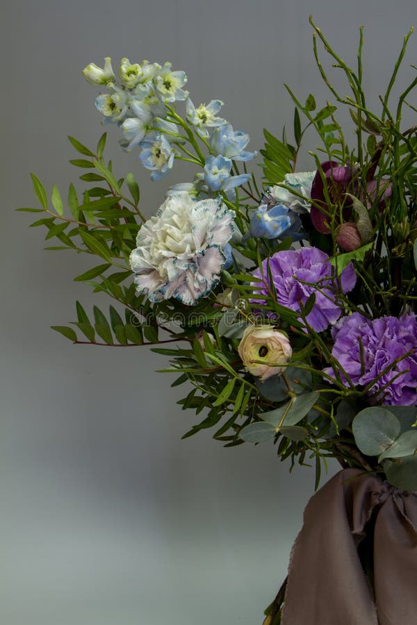 Bouquet of Gray Roses on a White Background Stock Photo - Image of ...