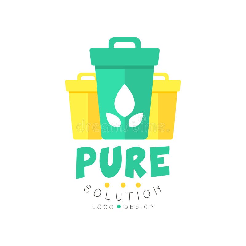 Original Pure Solution Logo Design Template with Garbage Bins for ...