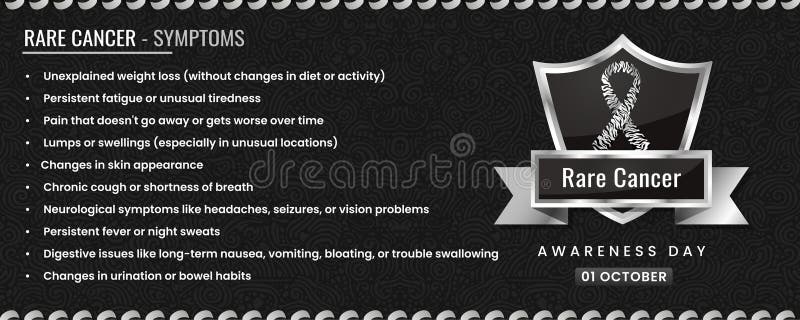 Original Rare Cancer Ribbon with Symptoms, Shield Design with Pattern ...