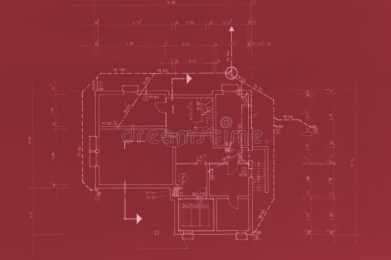 Red blueprint stock illustration. Illustration of architects - 1674369