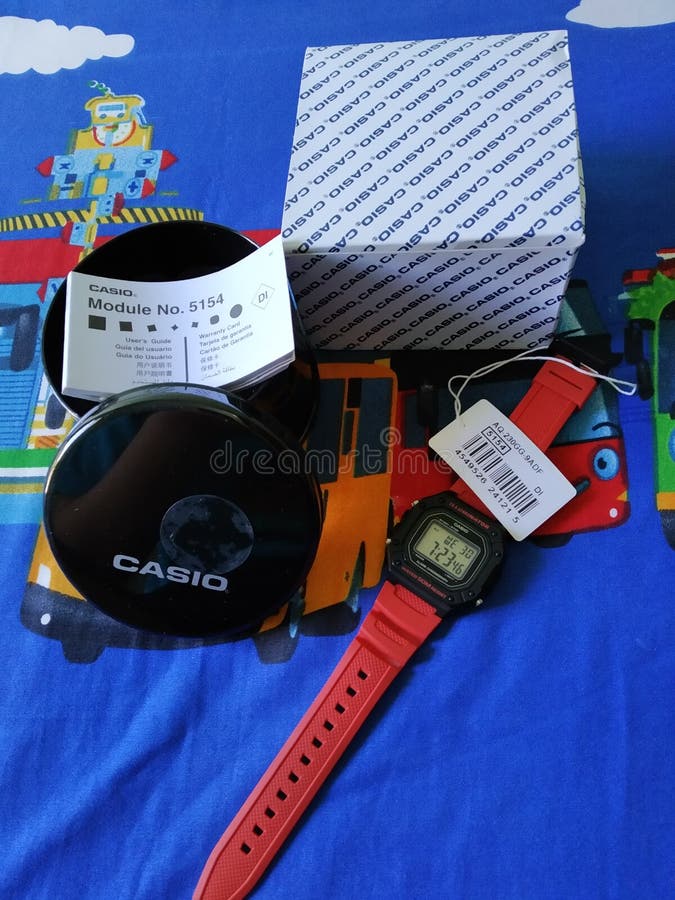 Original red time clock editorial stock photo. Image of hand - 203668603