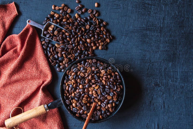 Original Roasted Coffee Beans in a Pan Stock Image - Image of abstract ...