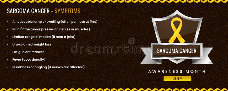 Original Sarcoma Cancer Ribbon with Symptoms, Shield Design with ...