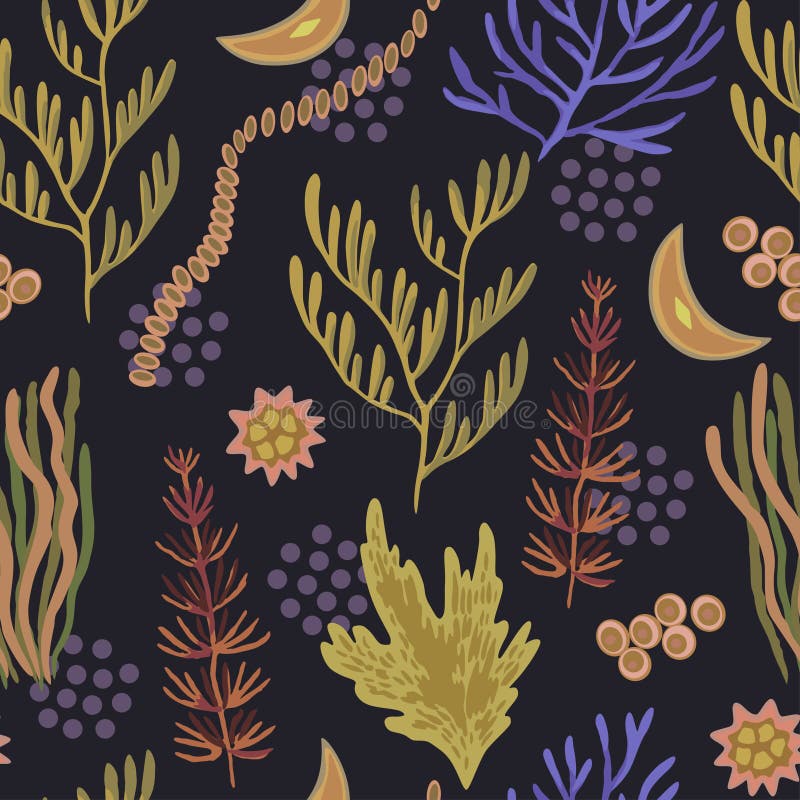 Original Seamless Pattern with Sea Weeds for Design, Decor and Textile ...