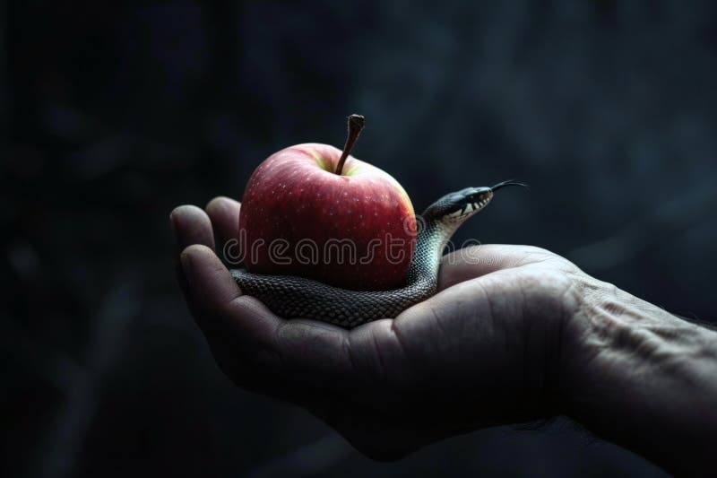 Original Sin. the Forbidden Fruit. Apple and Snake. AI Generated Stock ...