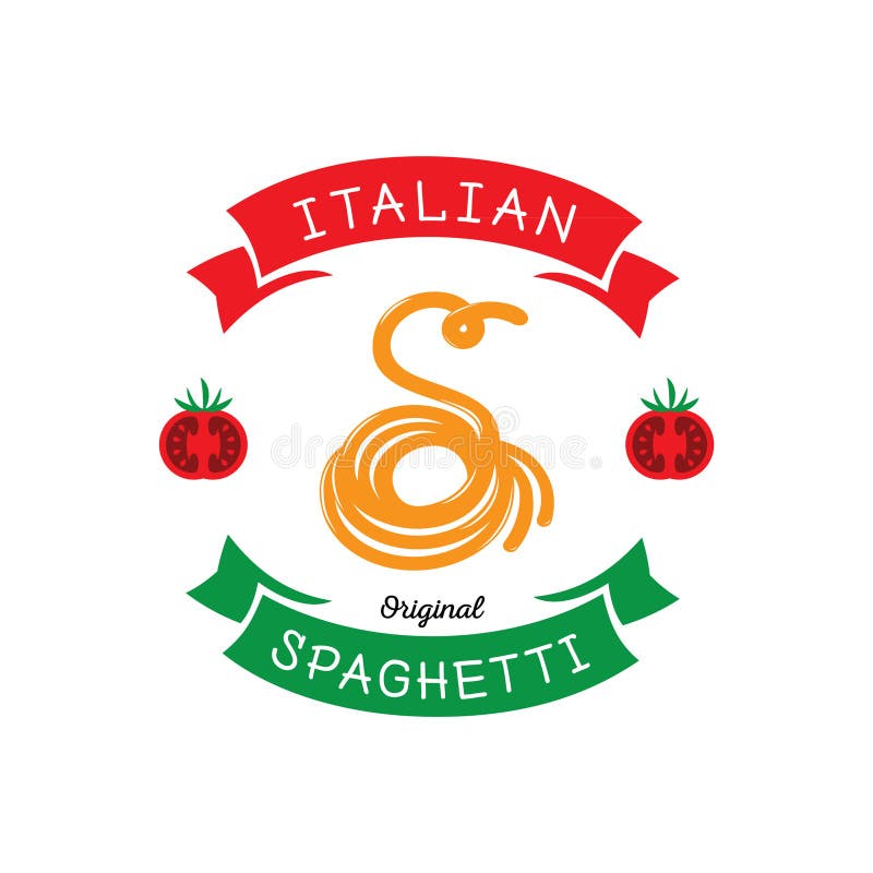 Original Spaghetti with S Letter Typography Design and Tomato Stock ...