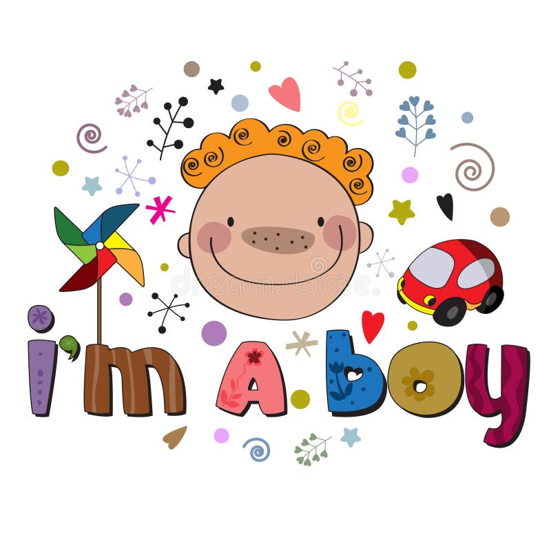 The Original Spelling of the Phrase I M a Boy. Stock Vector ...