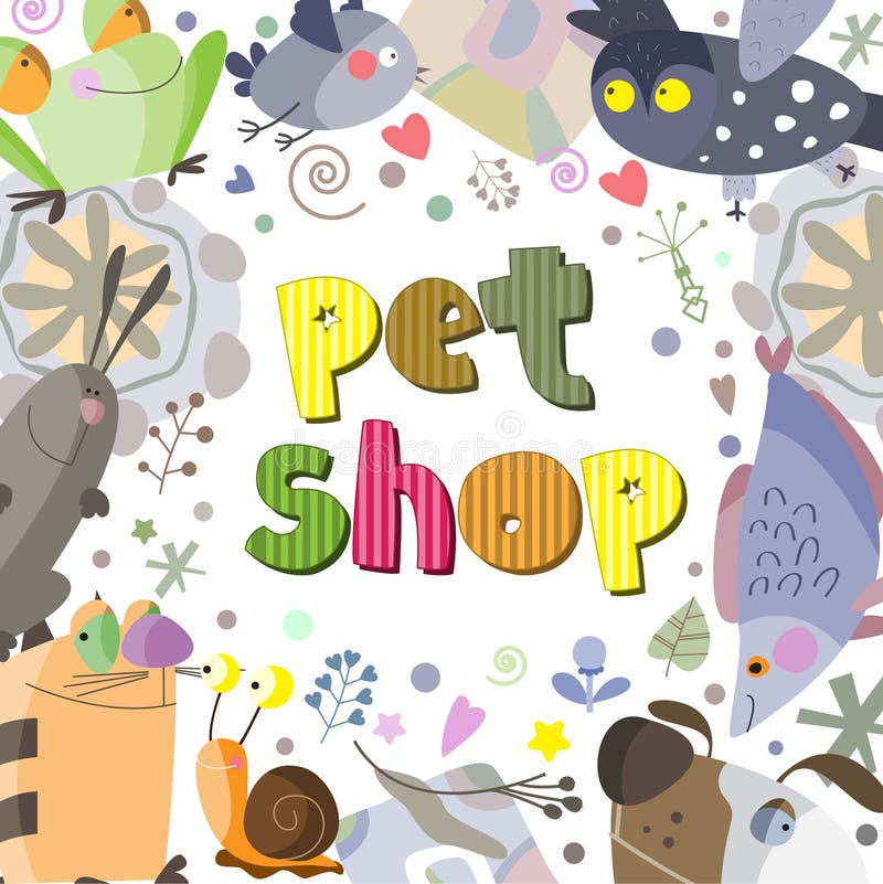 The Original Spelling of the Phrase Pet Shop. Stock Vector ...