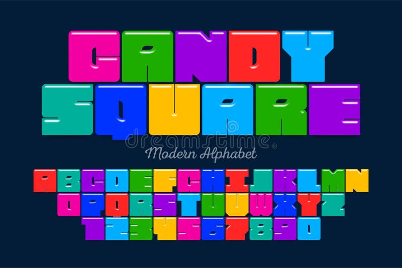 Original Square Display Font Design, Alphabet, Letters and Numbe Stock ...