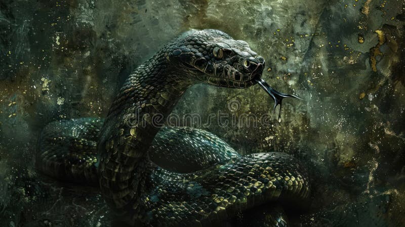Original Temptation: Serpent and Forbidden Fruit Stock Illustration ...