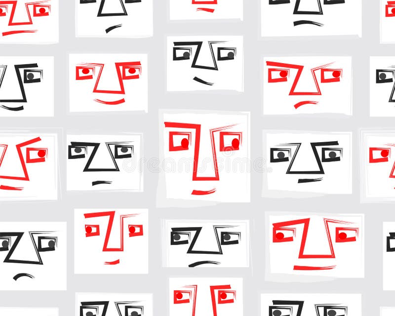 Original Vector Seamless Pattern with Faces. EPS10 Stock Vector ...