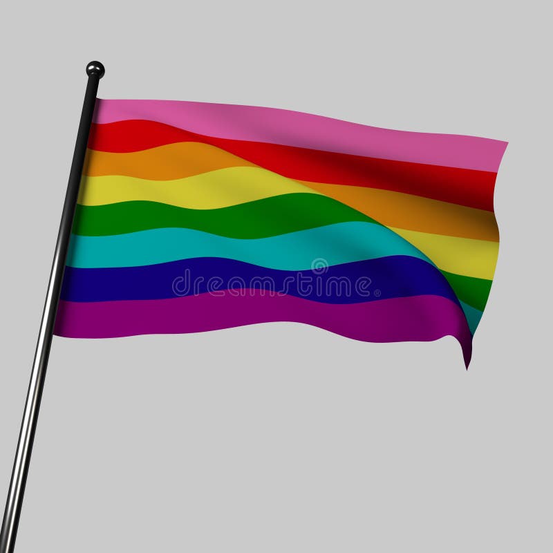 Original 1978 LGBT Pride Flag Waving in 3D. Eight Multi Colored Stripes ...
