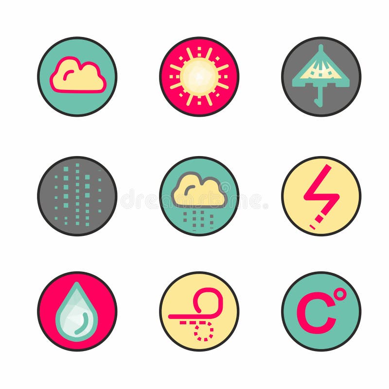 Original Weather and Precipitation Icons Stock Illustration ...