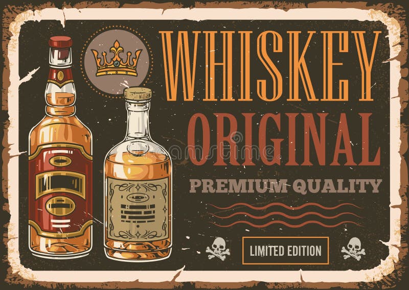 Original Whiskey Colorful Vintage Sticker Stock Vector - Illustration ...