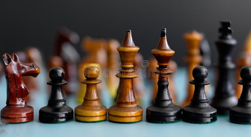 Original Wooden Chess Pieces Stock Photo - Image of marketing, oneness ...