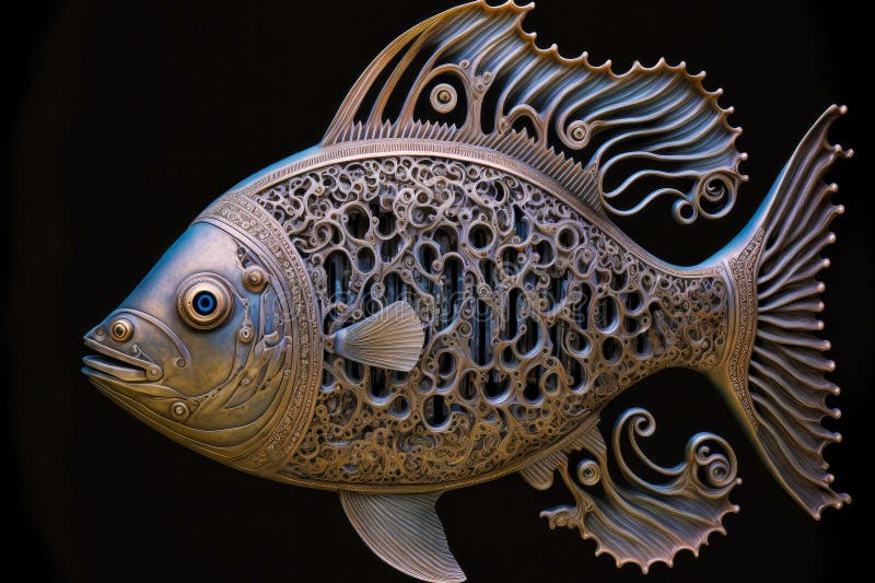 Original Work of Art in Form of Openwork Mechanical Fish Stock ...