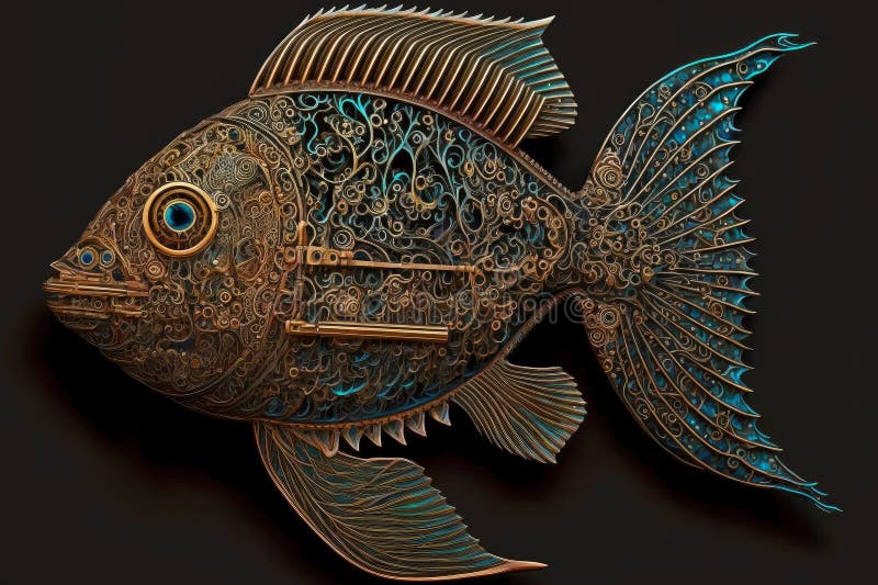 Original Work of Art in Form of Openwork Mechanical Fish Stock ...