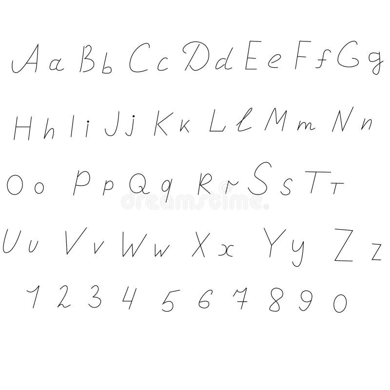 Original Written Latin Script and Numbers Stock Vector - Illustration ...