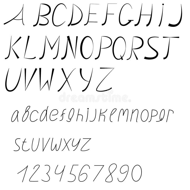 Original Written Latin Script and Numbers Stock Vector - Illustration ...