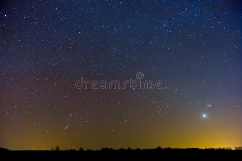 Orion Constellation on Night Starry Sky Stock Photo - Image of dark ...