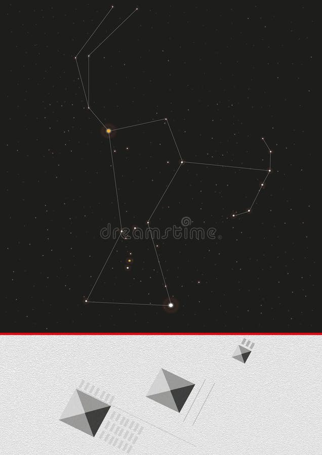 Orion en de piramides Giza stock illustratie. Illustration of riem ...