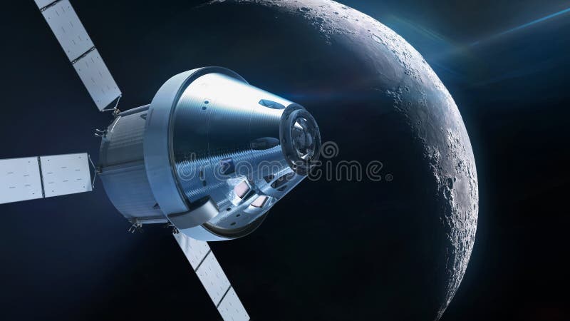Orion Spacecraft Near Moon Orbit. Spaceship in Deep Space. Artemis ... Orion Spacecraft Near Moon Orbit. Spaceship in Deep Space. Artemis ...
